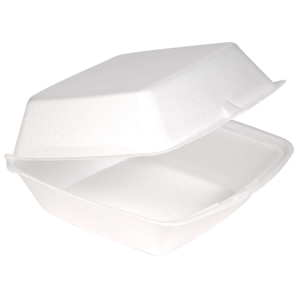 Pactiv Medium 6.38 x 6.38 x 3 Inch Foam Hamburger Containers White ...